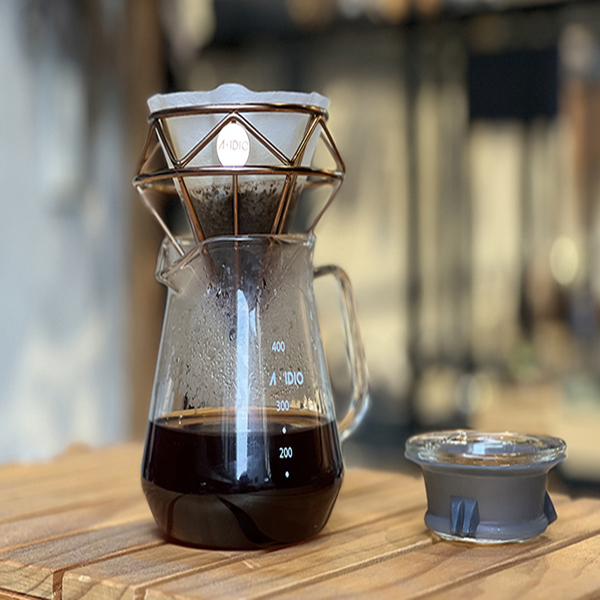 Diamond hand-brewed coffee gift box set (filter cup + double glass cup ...