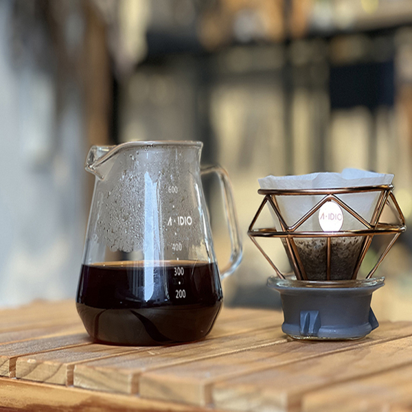 Diamond hand-brewed coffee gift box set (filter cup + double glass cup ...